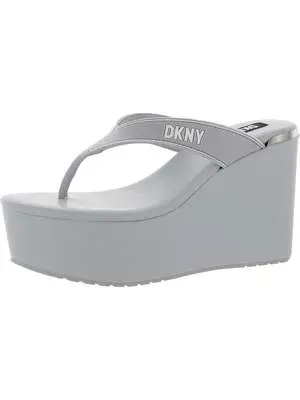 Dkny Trina Womens Thong Sandals Wedge Heel Wedge Heels - Grey