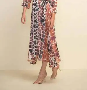 Joseph Ribkoff Giraffe Print Belted Dress In - Multi