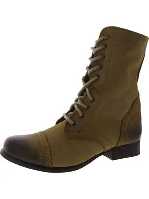 Steve Madden Troopa Womens Leather Lace Up Combat Boots - Grey