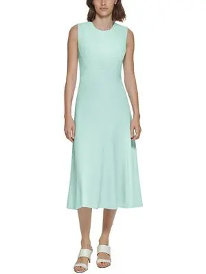 Calvin Klein Womens Knit Seamed Midi Dress - Blue