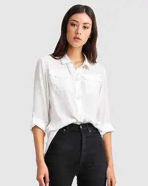 BELLE & BLOOM Eclipse Rolled Sleeve Blouse White