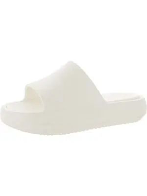J/SLIDES NYC Womens Slip On Casual Pool Slides - White