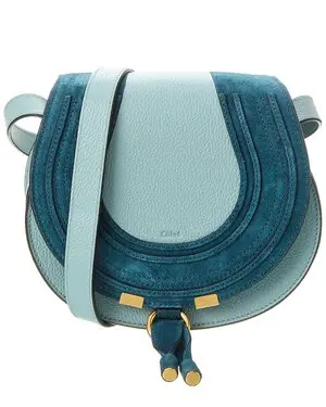 Chloé Marcie Small Leather & Suede Shoulder Bag Green