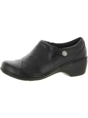 Clarks Womens Leather Slip On Clogs - Black