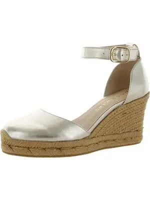 Jack Rogers Womens Leather Metallic Espadrille Heels - White