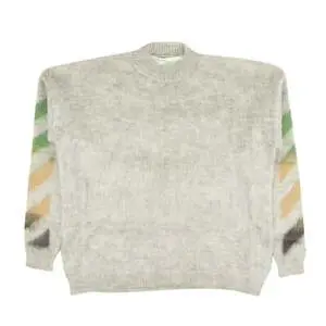 Off-White Gray Diag Brushed Mohair Sweater - Beige
