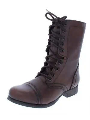 Steve Madden Troopa Womens Lace Up Laceup Combat Boots - Brown