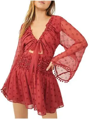 Free People Womens Beaded Short Mini Dress - Pink