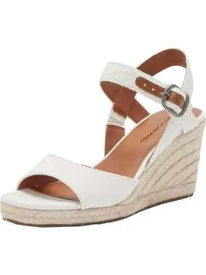 Lucky Brand Mindra Womens Canvas Ankle Strap Espadrille Heels White