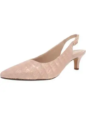 Clarks Linvale Sondra Womens Leather Slingback Kitten Heels - Beige