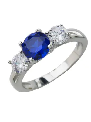 Sterling Forever Sterling Silver Sapphire Cz Three Stone Ring - Black