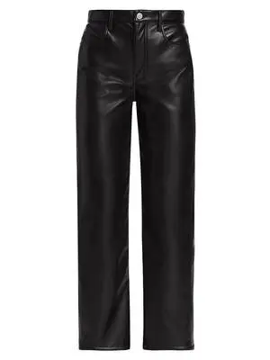 FRAME Women's Le Jane Faux Leather Crop Pants - Noir  - Noir