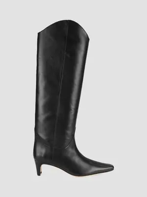 Staud Western Wally 50mm Leather Knee-high Boots - Black