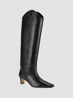 Staud Western Wally 50mm Leather Knee-high Boots - Black