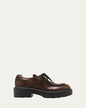 Miu Miu Leather Derby Loafers - Bruciato