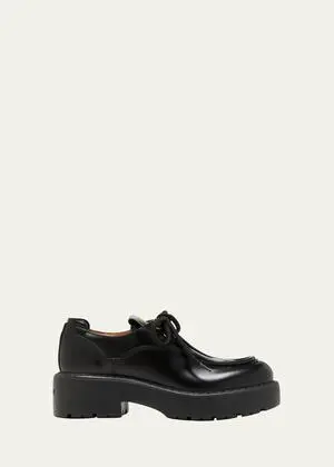 Miu Miu Leather Derby Loafers Nero