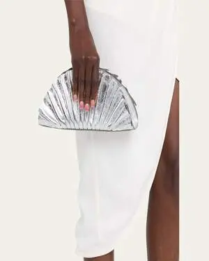 Cult Gaia Nala Mini Shell Clutch Bag - Silver