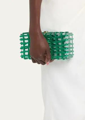 Cult Gaia Rina Caged Clear Clutch Bag