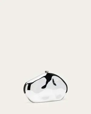 Cult Gaia The Caldera Metallic Clutch Bag - Shiny Silver