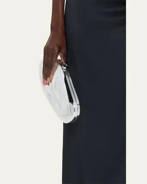 Cult Gaia The Caldera Metallic Clutch Bag - Shiny Silver