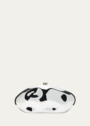 Cult Gaia The Caldera Metallic Clutch Bag - Shiny Silver
