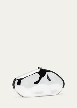 Cult Gaia The Caldera Metallic Clutch Bag - Shiny Silver