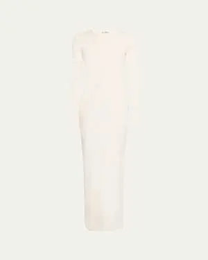 Eterne Long-sleeve Rib-knit Maxi Dress - Cream