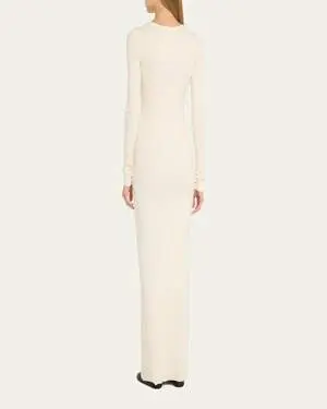 Eterne Long-sleeve Rib-knit Maxi Dress - Cream
