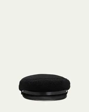 Inverni Woven Cashmere-blend Newsboy Cap - Black