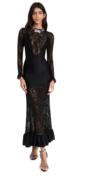 Rabanne Lace Robe Dress Black