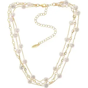 Ettika Imitation Pearl And Zirconia Layered Necklace - Gold