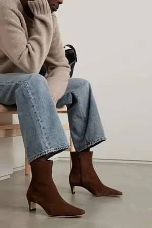 Staud Wally Suede Ankle Boots - Brown