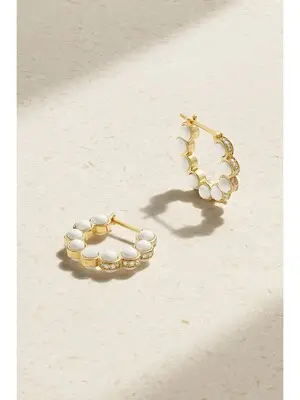 L’ATELIER NAWBAR The Hydrogen 18-karat Enamel And Diamond Hoop Earrings - Gold