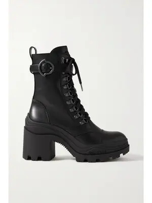 Moncler Envile Buckled Leather Combat Boots