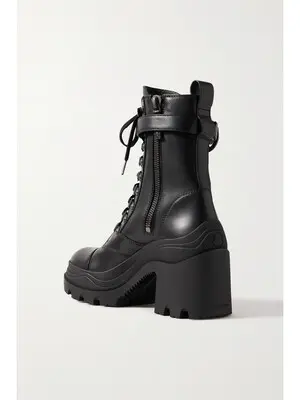 Moncler Envile Buckled Leather Combat Boots