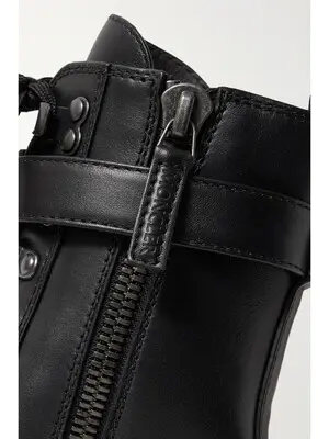 Moncler Envile Buckled Leather Combat Boots