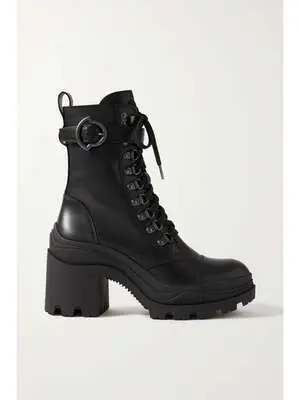 Moncler Envile Buckled Leather Combat Boots