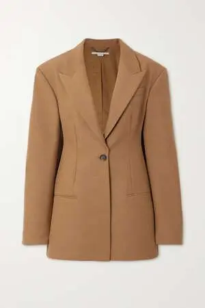 Stella McCartney Wool Peak Lapel Blazer Tan