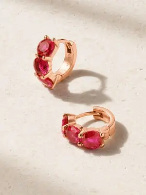 Ileana Makri 18-karat Rose Ruby Hoop Earrings - Gold