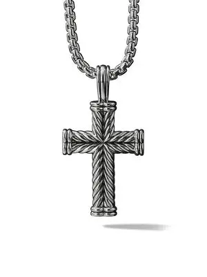 David Yurman Chevron Cross Pendant In 40mm - Sterling Silver