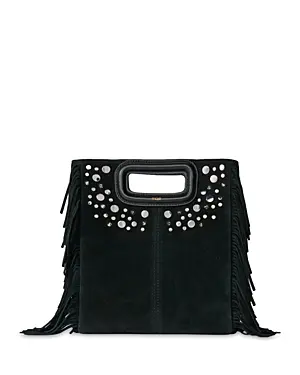 Maje M Studded Fringed Suede Shoulder Bag
