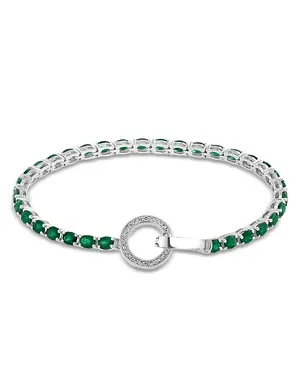 Bloomingdale'S 14k White Gold Emerald & Diamond Bracelet - Green/white