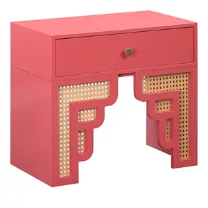 TOV FURNITURE Suzie Pastel & Rattan Nightstand - Pink