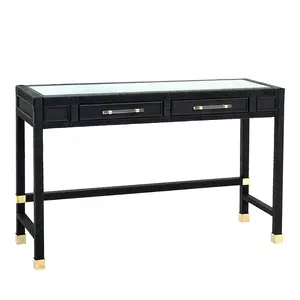 TOV FURNITURE Amara Rattan Desk - Charcoal