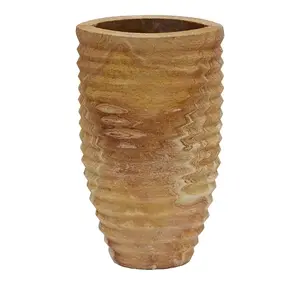 TOV FURNITURE Saava Ribbed Stone Vase In Sandstone - Natural