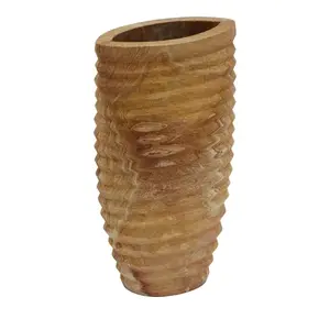 TOV FURNITURE Saava Ribbed Stone Vase In Sandstone