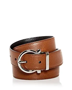 FERRAGAMO Gancini Buckle Reversible Leather Belt Radica