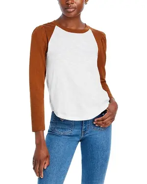Veronica Beard Veronica Beard Mason Cotton Baseball Tee White/dark