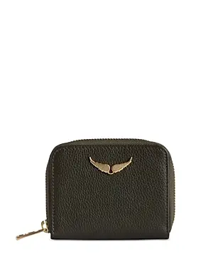 Zadig&Voltaire Mini Grained Leather Zip Wallet Military