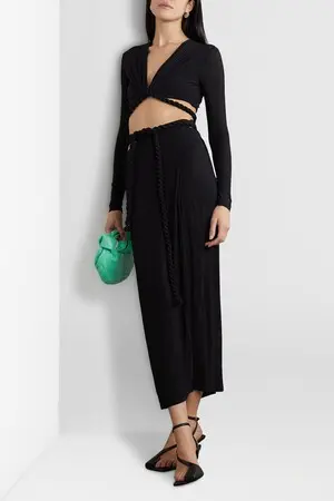 DION LEE Cropped Stretch-jersey Wrap Top
